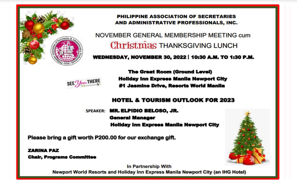General Membership Meeting – Philippine Association of Secretaries and ...